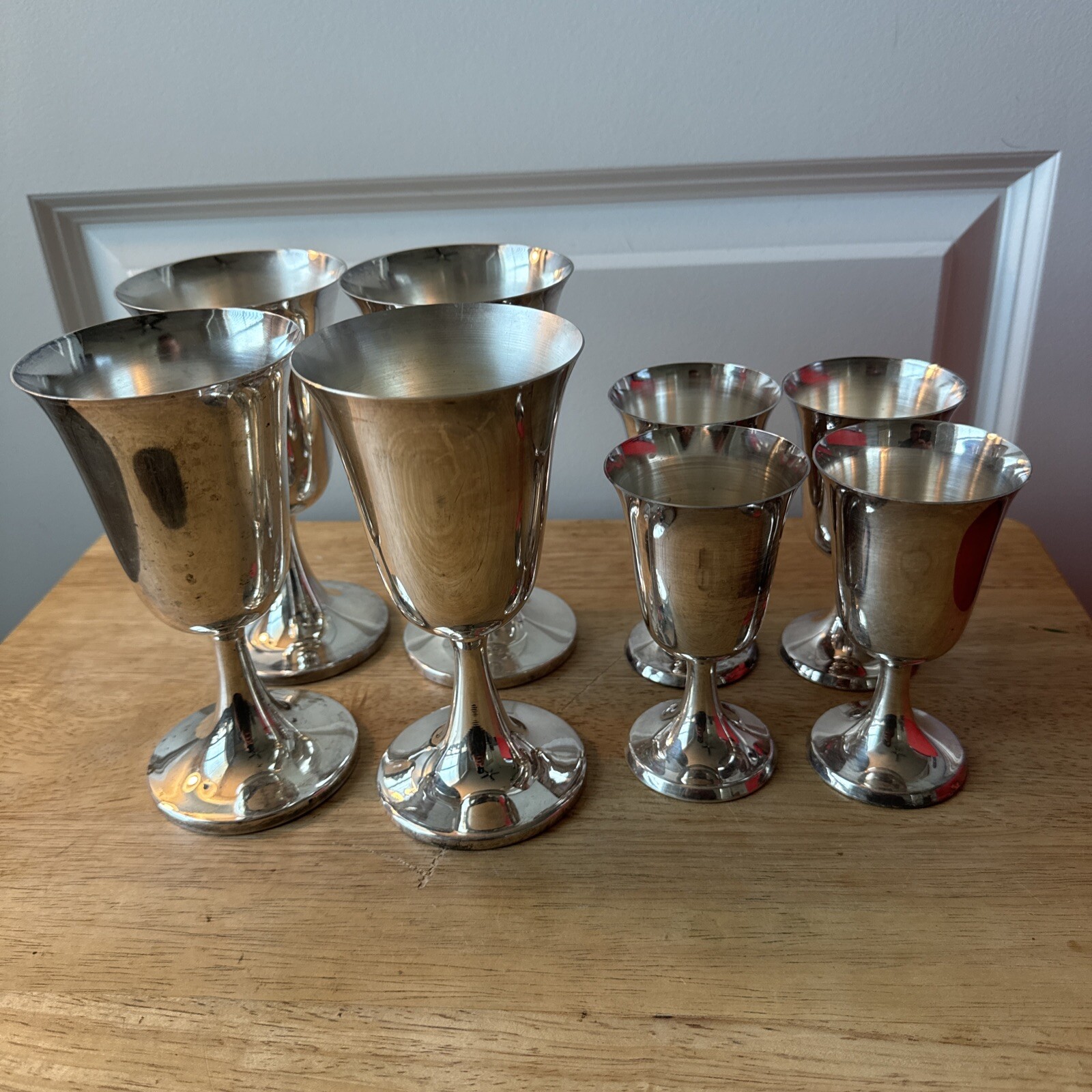 VTG Silver Plated Wine/Sherry Goblets - S G England- Set Of 8 (4 Big/ 4 ...