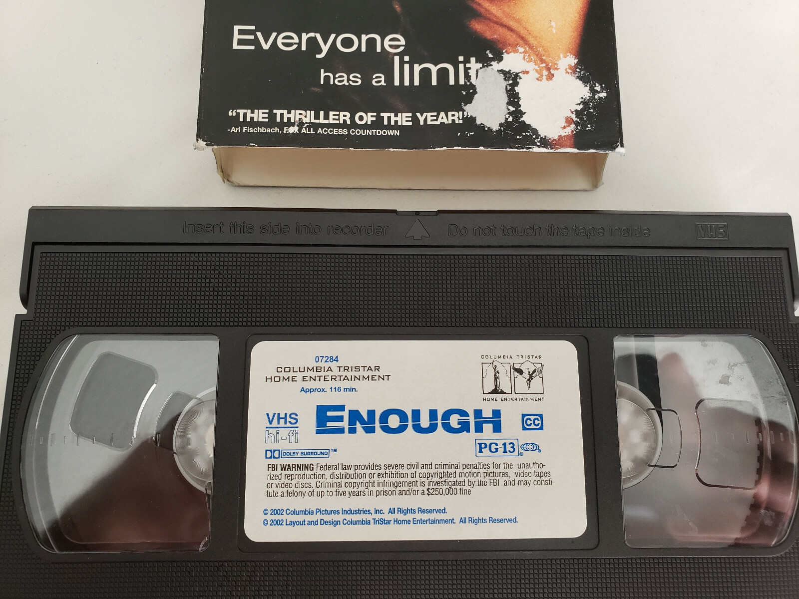 Enough 2002 VHS Movie VCR Jennifer Lopez Billy Campbell Juliette Lewis ...