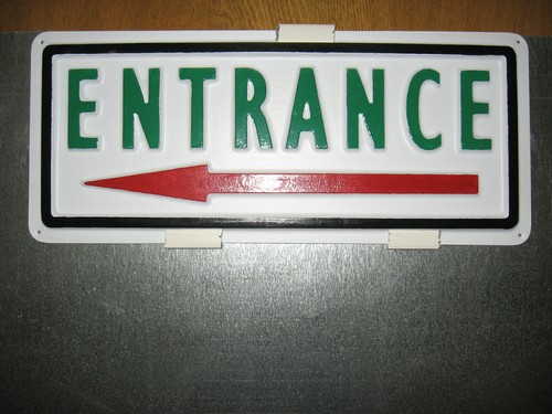 ENTRANCE arrow left 3-D Embossed Plastic Sign 5x13 High Visibility ...