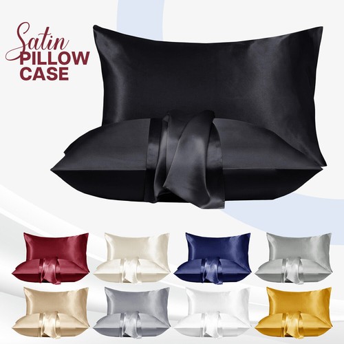 2 X 2200TC Envelope Silky Satin Pillow cases Cover Hair Skin Care ...