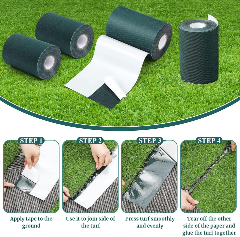 4 Rolls 6 in X 16.5 Ft Artificial Turf Tape Grass Tape Self Adhesive ...