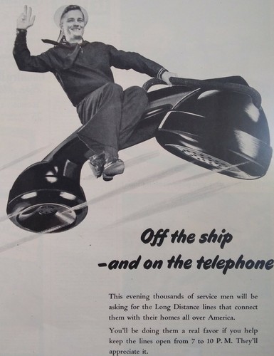 Bell Telephone Print Ad Original Vintage 1940s WW2 U.S. Navy Long ...