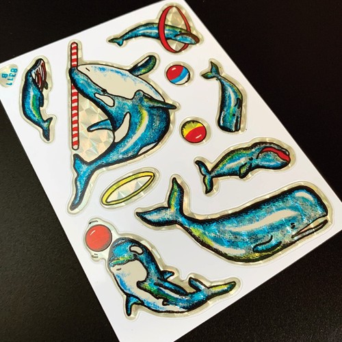 Vintage ORCA KILLER BLUE WHALE SEA OCEAN sticker decal Prism Prismatic ...