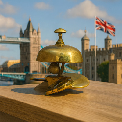 Antique Vintage Brass Table Desk Bell Hotel Service Ornate Reception ...