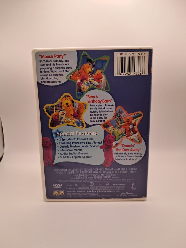 Bear in the Big Blue House Party Time With Bear DVD 3 Episodes Jim ...