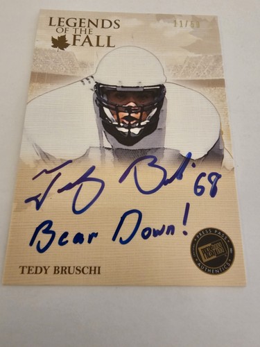 2011 PRESS PASS INC TEDY BRUSCHI INSCRIPTION AUTOGRAPH AUTO AUTHENTICS ...