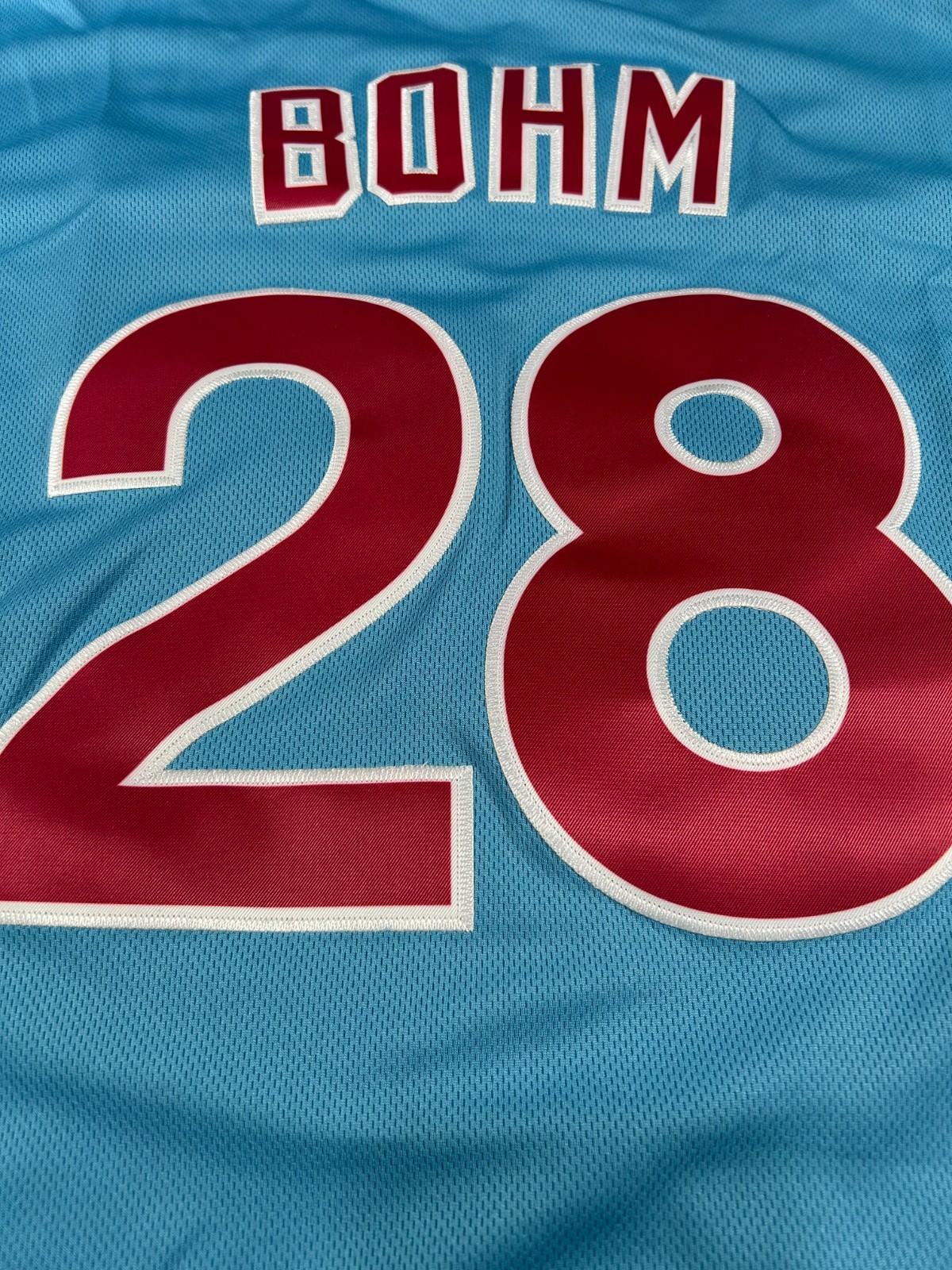 Men's Philadelphia Phillies Alec Bohm #28 Blue Throwback MLB Jersey Men ...