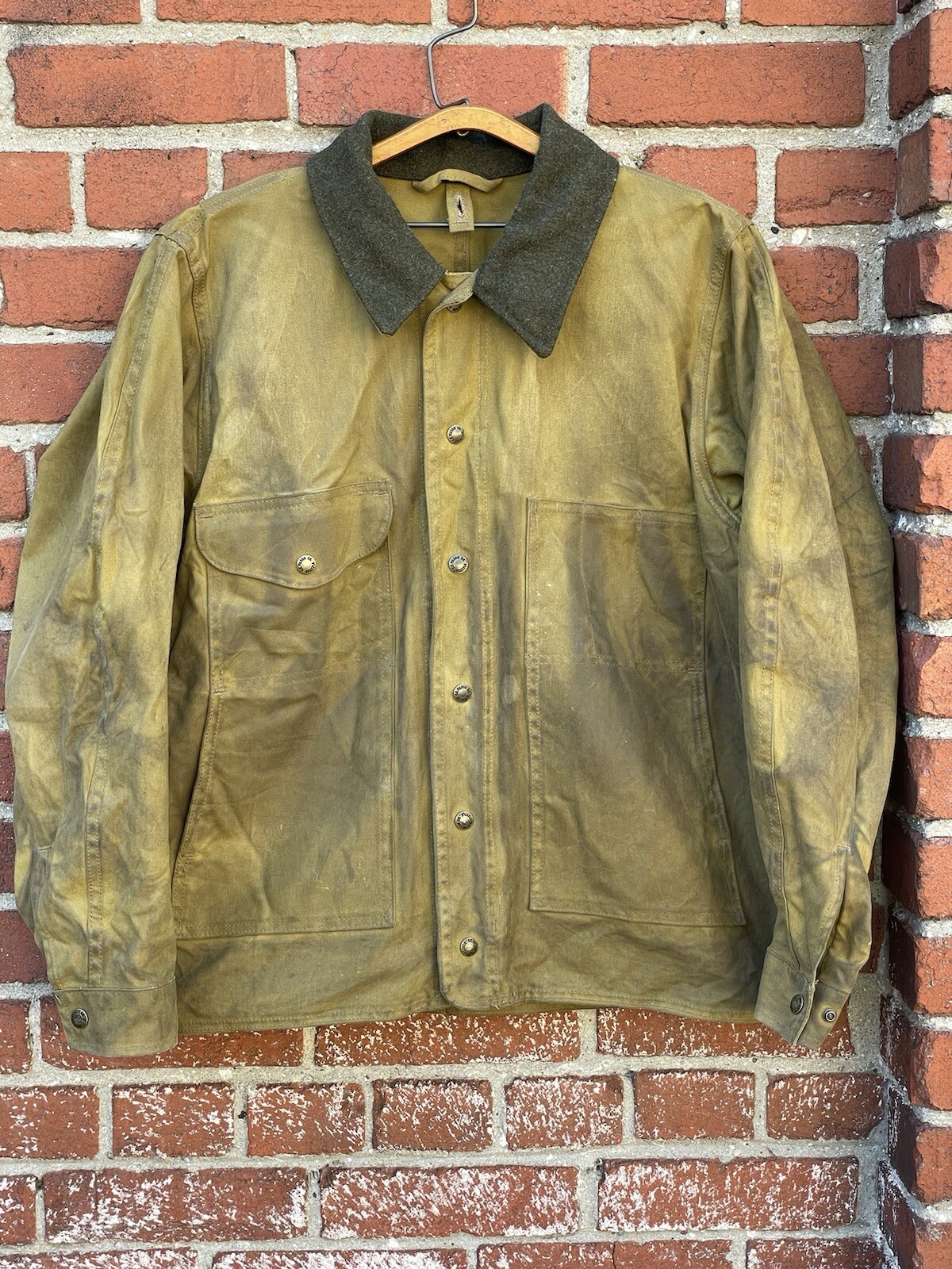 Filson Tin Cloth Tan Waxed Canvas Jacket Size L - Gem