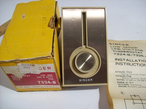 Vintage SINGER 7324-B HEATING THERMOSTAT SINGLE LINE BREAK 125-250V/22A ...