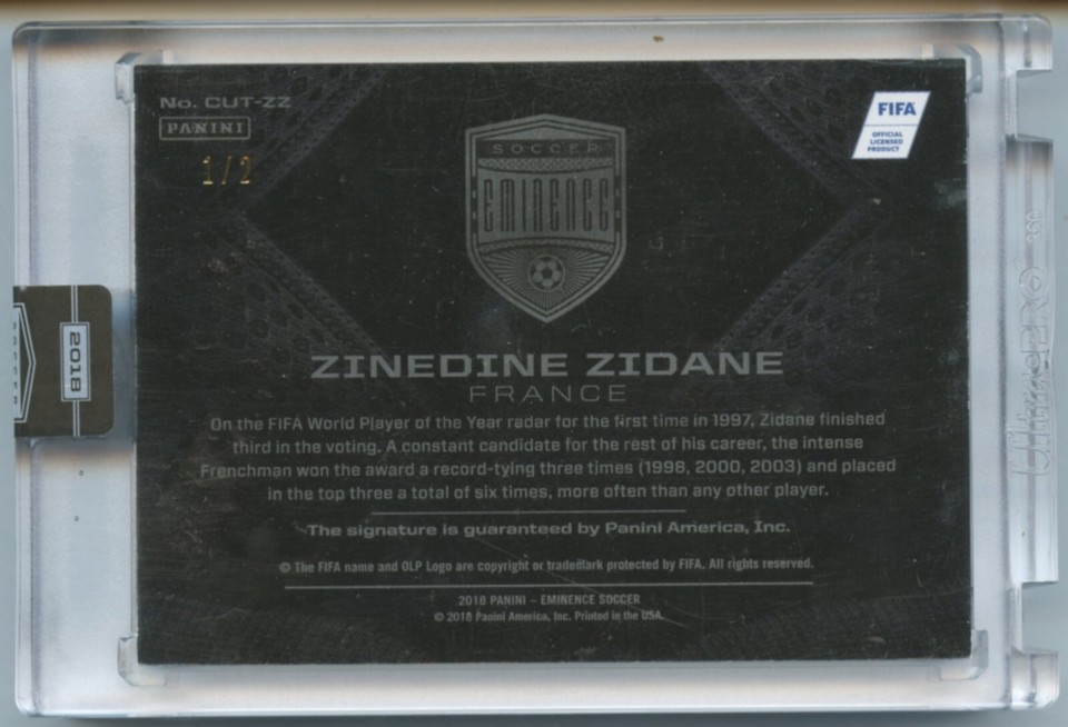 2018 Panini Eminence Soccer Zinedine Zidane Cut Auto Autograph 1/2 ...