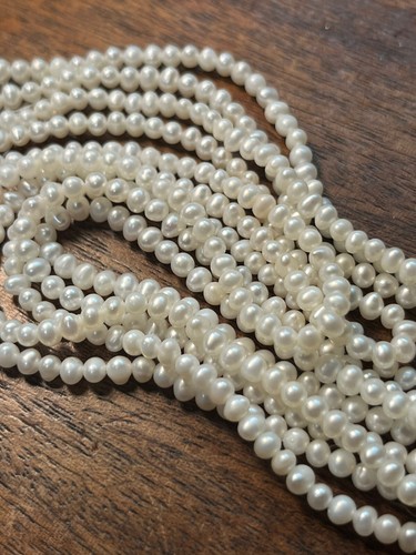 Old Stock White Iridescent Freshwater Pearl Rice Beads 14in Strand | eBay