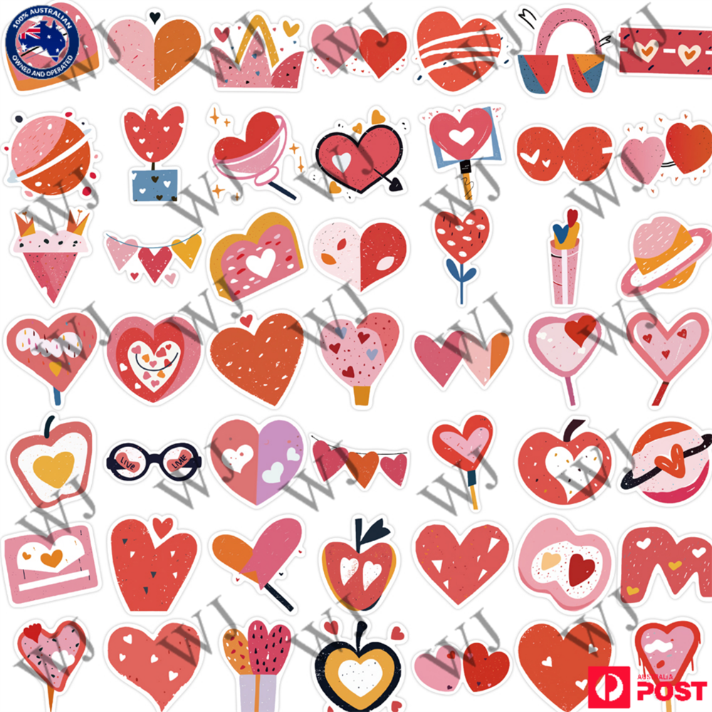 50pcs Cartoon Love Heart Stickers Romance Decal Waterproof Skateboard ...
