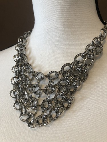 Contemporary Silver Tone Layer Chain Rhinestone Necklace Fashion ...