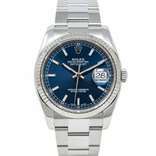 Rolex Datejust Blue Men's Baton Indexes Watch - 116234 for sale online ...