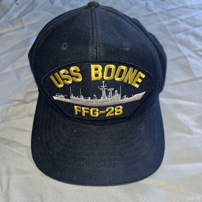 Vintage USS Boone FFG-28 USN NAVY The Navy Blue Hat | eBay
