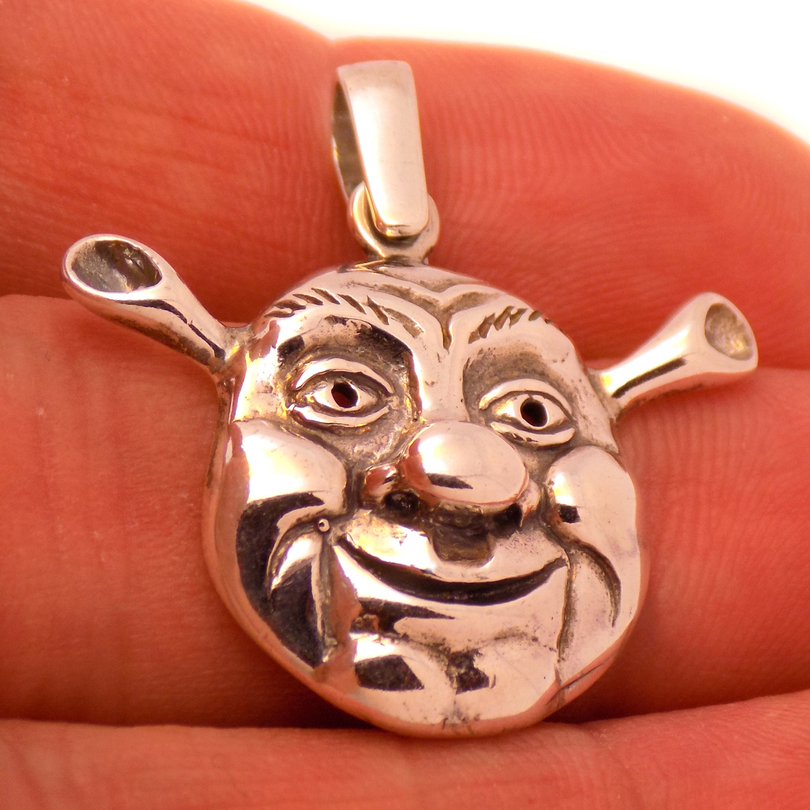 Marvelous Solid 925 Sterling Silver Awesome Funny Design Shrek Necklace ...