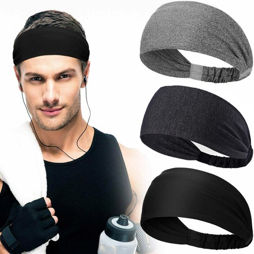 3Pc Workout Headbands Sweatband for Yoga Fitness Exercise Elastic Wide ...