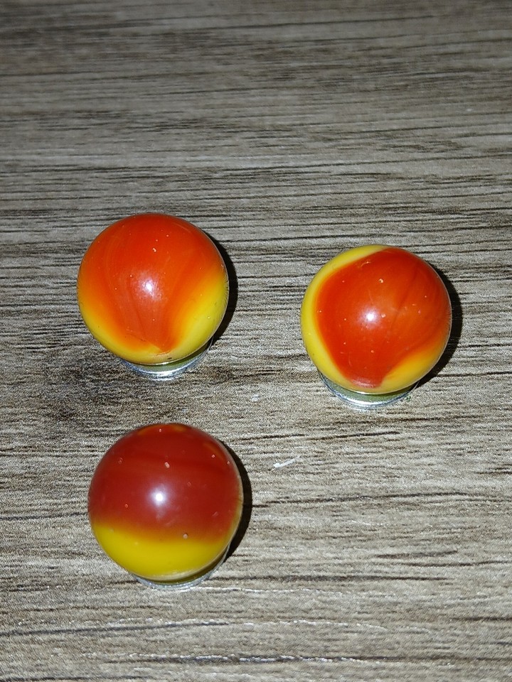 Peltier Peerless Patch Marble Red On Yellow X3 Vintage Marbles | eBay
