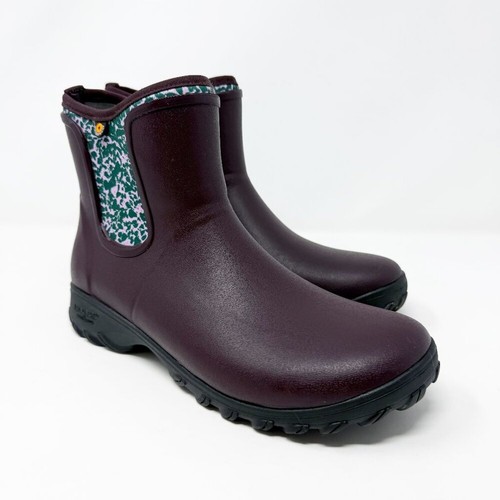 Bogs Burgundy Rubber Ankle Rain Boots Women's Size 9 EUC Pull On ...