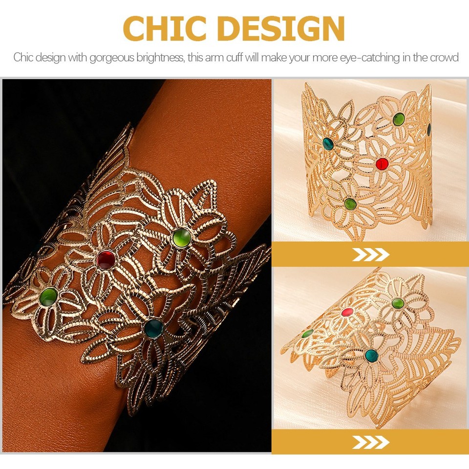 Leaf Arm Cuff Bangle False Sleeves Wrist Cuffs Upper Bracelet Open ...
