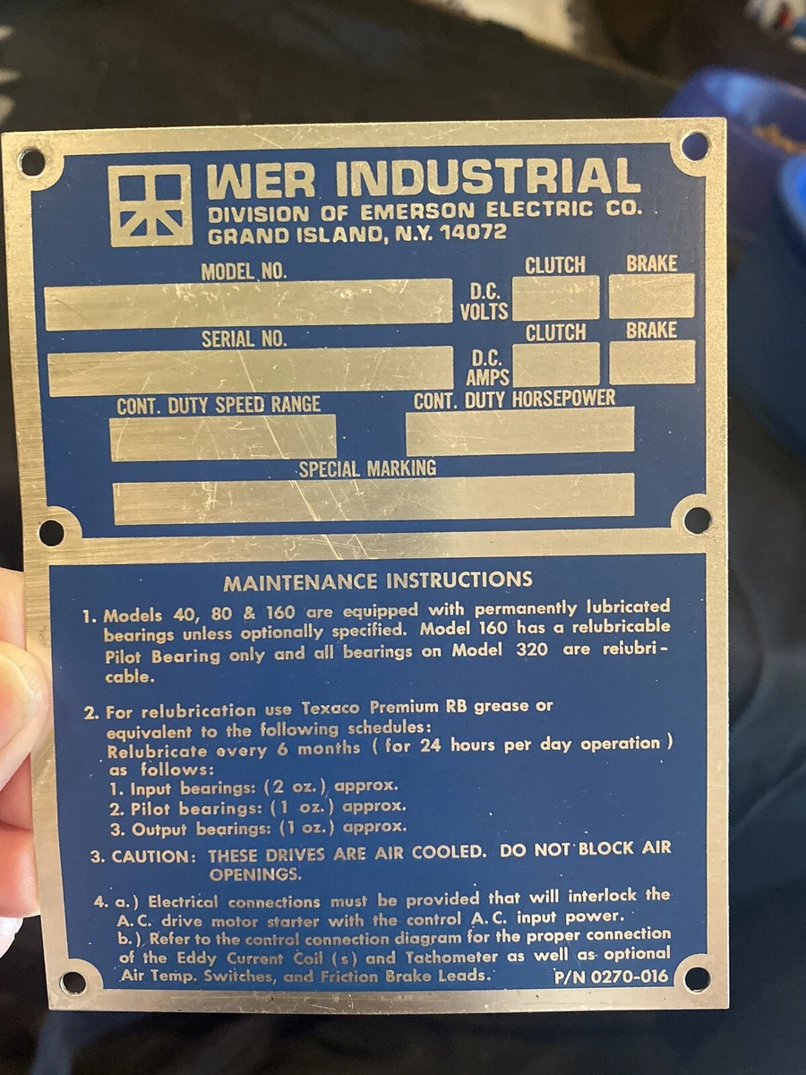 Metal Id Plates For Equipment