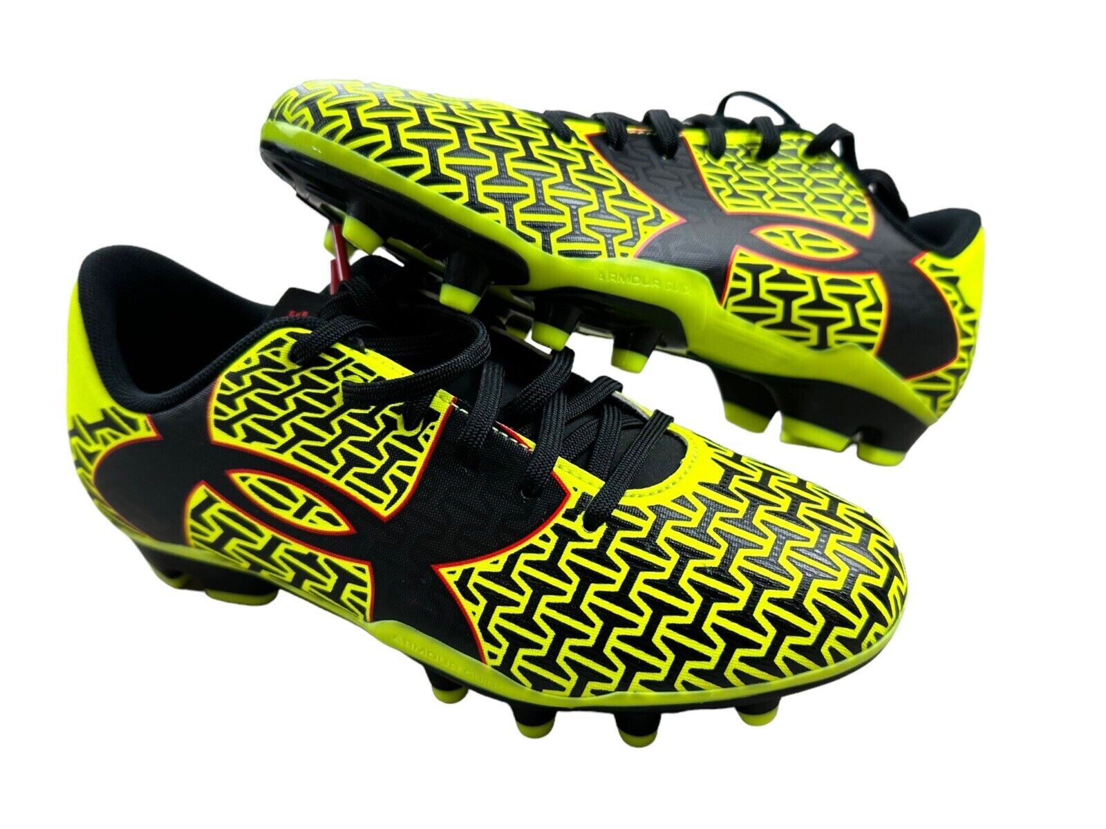 Under Armour UA B CF Force 2.0 FG JR Soccer Cleats Yellow Rocket Red ...