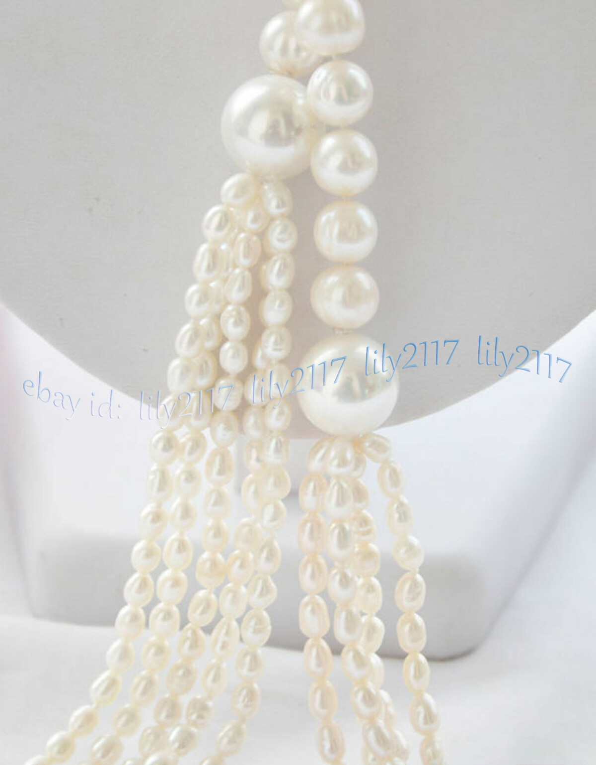 9-10mm Natural White Round Freshwater Pearl Rice Tassel Pendant ...