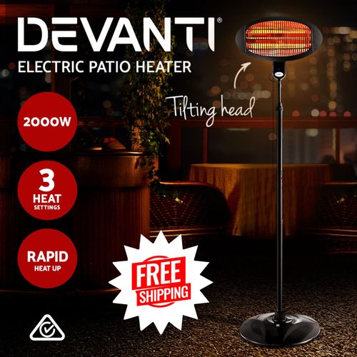 Devanti Electric Patio Heater Outdoor Portable 2000W Infrared Radiant ...
