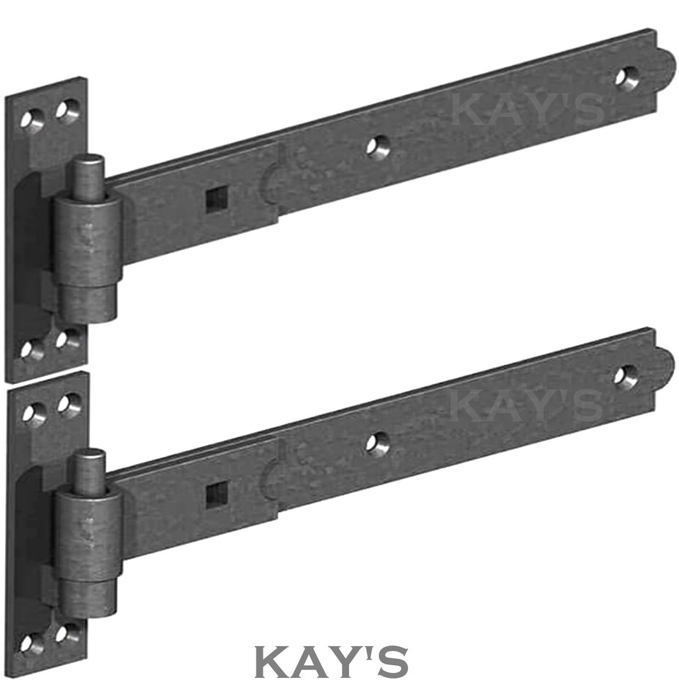 PAIR OF HOOK & BAND GATE HINGES HEAVY DUTY BLACK OR GALVANISED DOOR ...