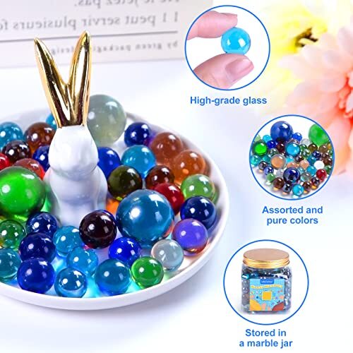 145PCS Colorful Marbles Bulk, Glass Marbles with Marble Jar Assorted ...
