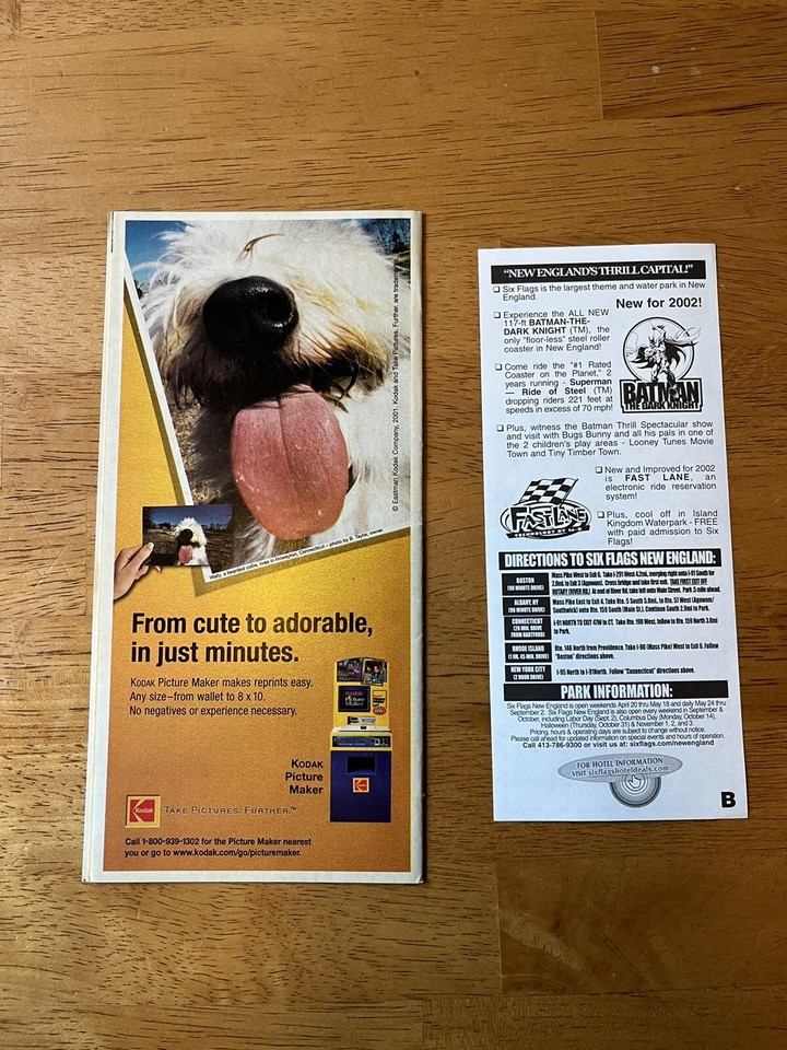 Vintage 2002 Six Flags New England Park Map Brochure And Coupon | eBay