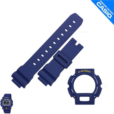 Genuine Watch Band&Bezel Casio G-Shock DW-9052-2V Matte Blue w/ Yellow ...