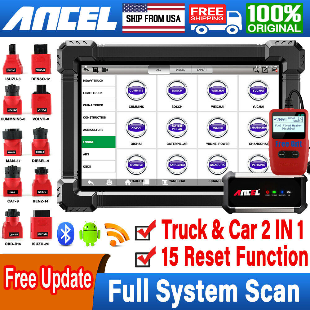Heavy Duty Diesel HD Truck Scanner All System Diagnostic Tool ABS DPF ...