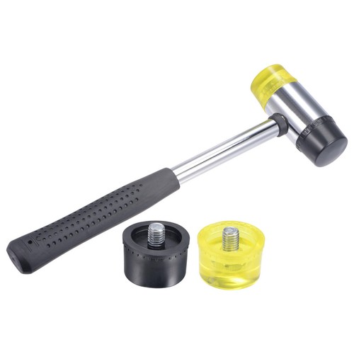 40mm Double-Faced Rubber Hammer with Soft/Hard Replacement Mallet Non ...