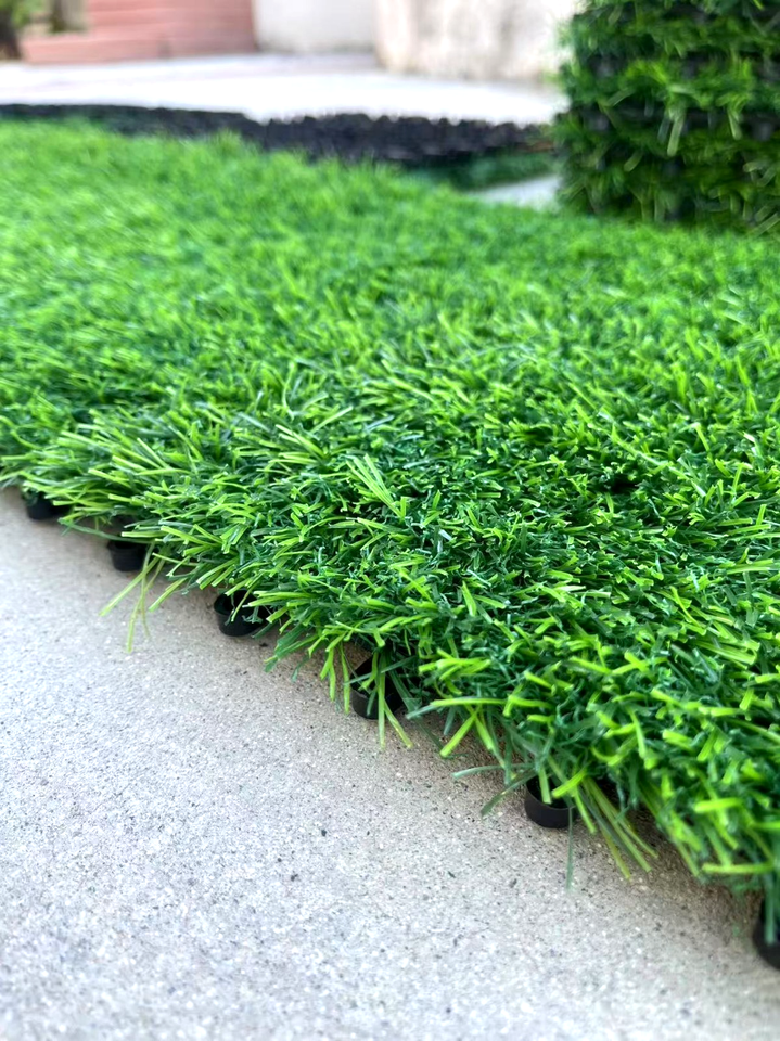 Interlocking Artificial Grass Tiles Deck Turf Self-draining 16pk 12x12 ...