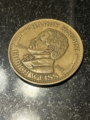 Harry Houdini Magician Coin Token Medal Handcuffs Ehrich Weiss -Bronze ...