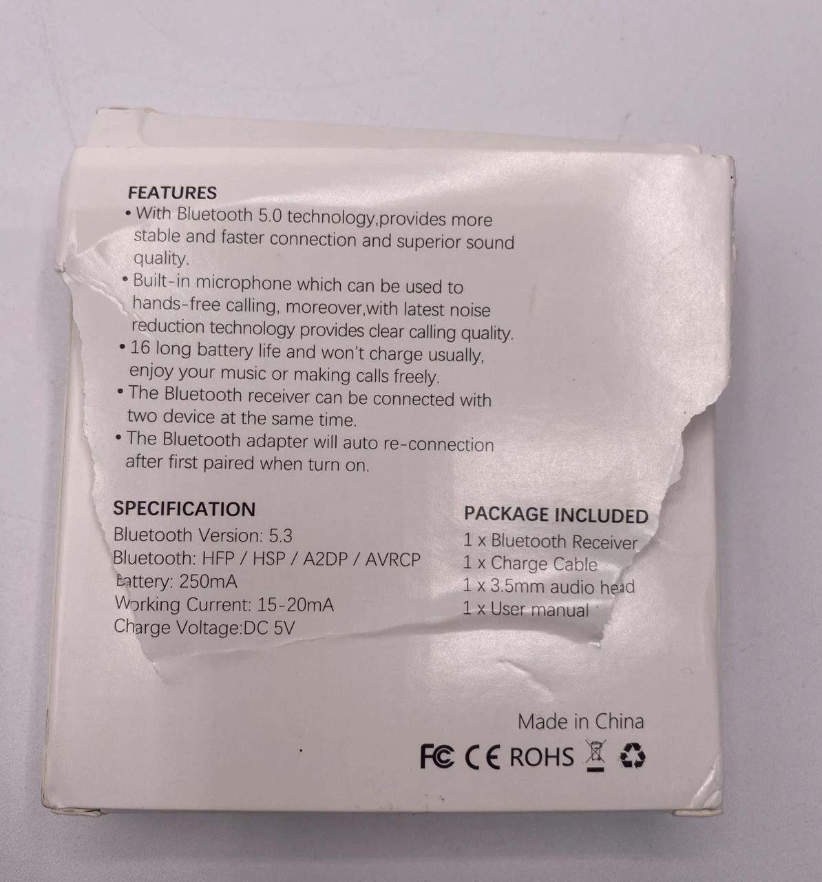 NEW Vanotom BT02 Bluetooth AUX Receiver Dual Connection Hands Free ...