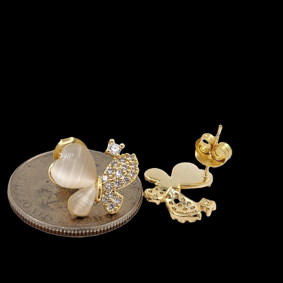 925 Sterling Silver Cat eyes Sapphire Earrings Gemstone Yellow Gold ...