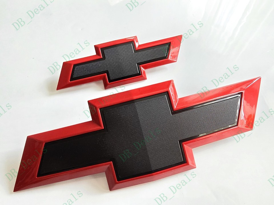 Custom Front Rear Bowtie Emblems Gloss Red Black Fit 2021-2026 Suburban ...