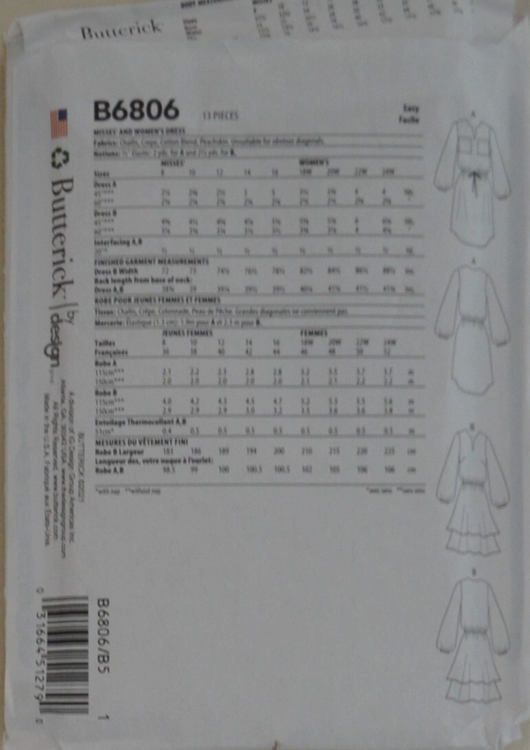 Butterick 6806 - Misses' and Women's Dress | eBay