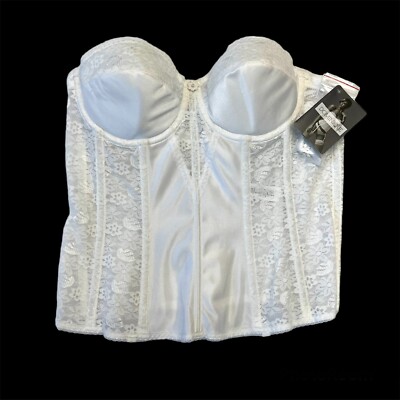 NWT White 36C Dominique Longline Lace Torsolette Bra - Women's # 8949 ...