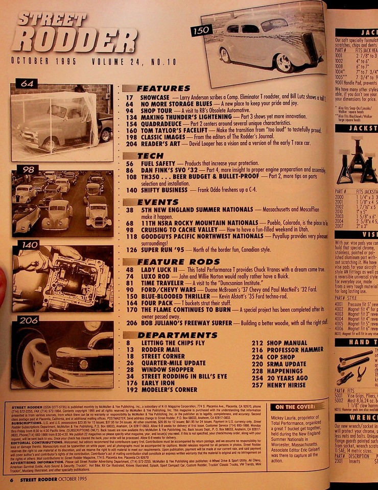 Street Rodder Magazine October 1995 NSRA Pueblo Goodguys Puyallup Utah ...