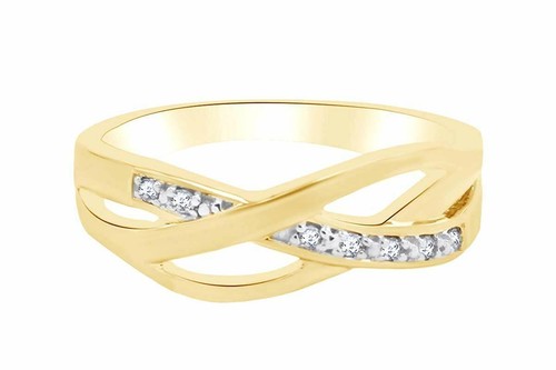 0.05Ct Genue Diamond Twisted Weddg Rg 14K Yellow Gold Plated Sterlg | eBay