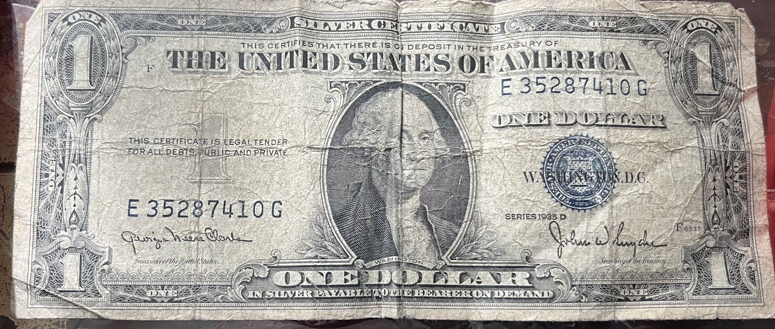 Silver Certificate One Dollar Bill Series 1935 D (Blue Seal) | eBay