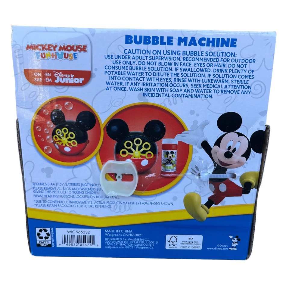 Disney Junior Mickey Mouse Bubble Machine 2 oz Bubbles Ages 3+ NIB ...