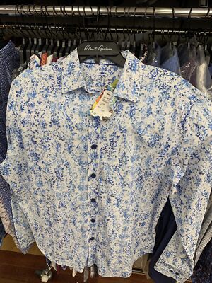 Robert Graham Lowey Men's Shirt White- Blue, Medium $188 193932378153| eBay