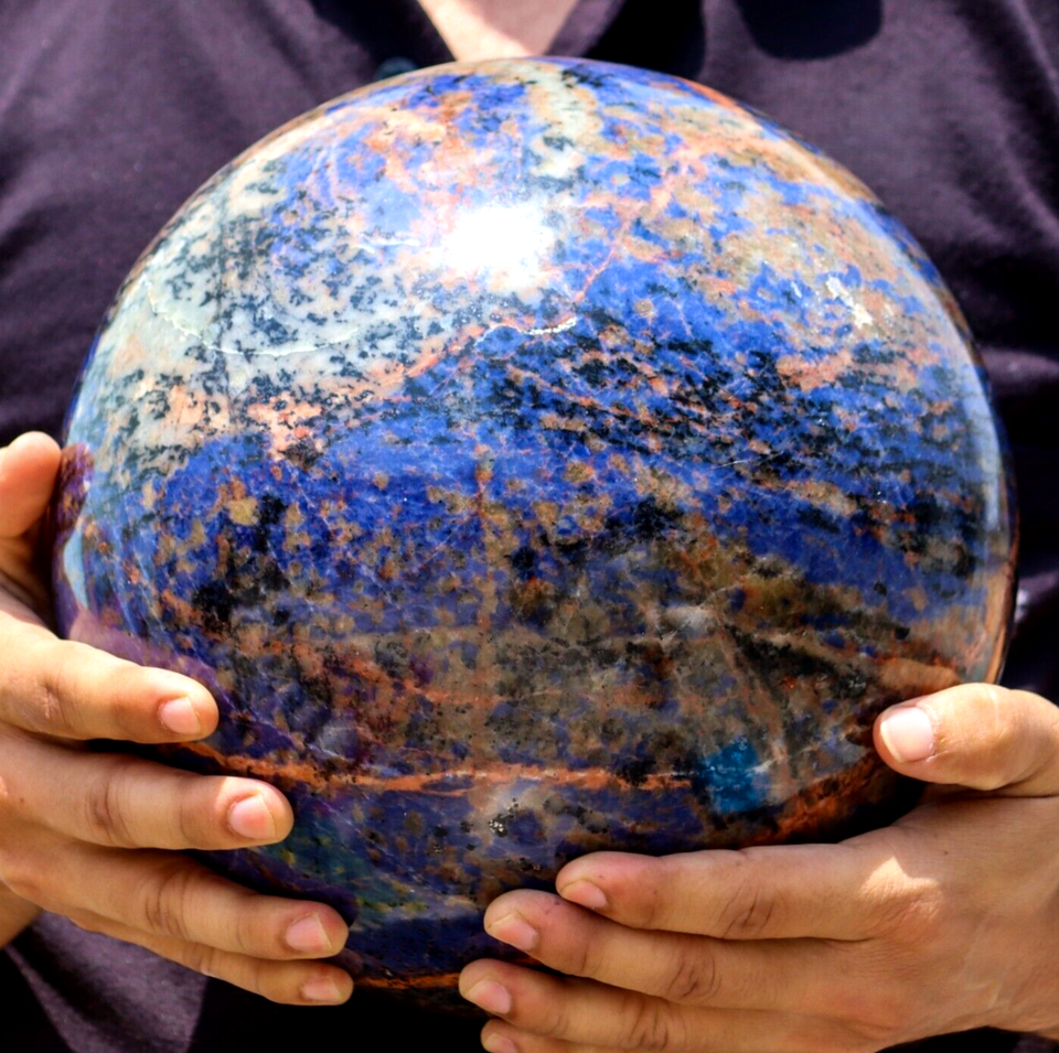 225MM Blue Sodalite Sphere Healing Crystal Chakra Balance Energy ...