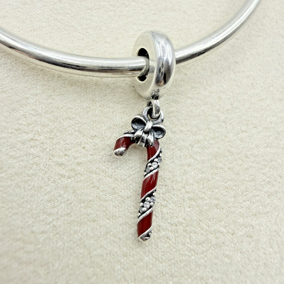 Pandora Sterling Silver Red Sparkling Candy Cane Dangle Charm Bead ...