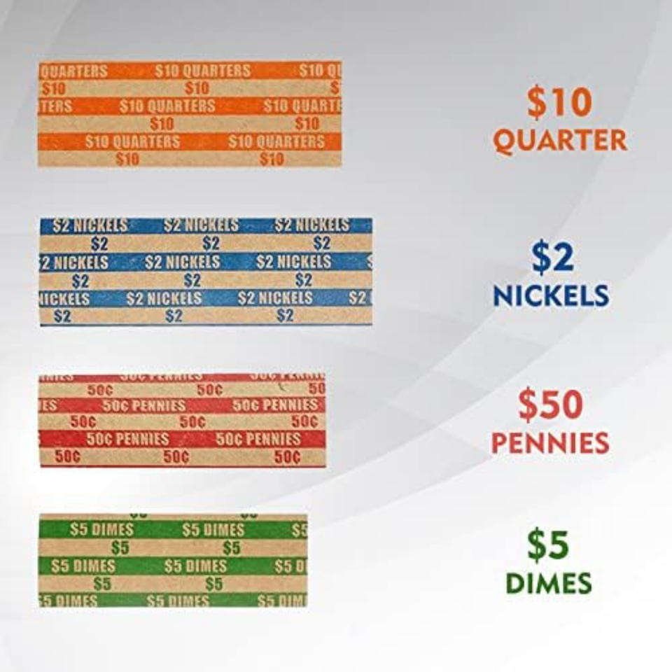 400 PCS Assorted Coin Roll Wrappers–100 Penny, 100 Nickel,100 Quarter ...