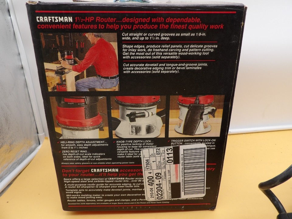 Craftsman 1 1/2 Horsepower Router Model: 315.175040 W/Box-Built In Work ...